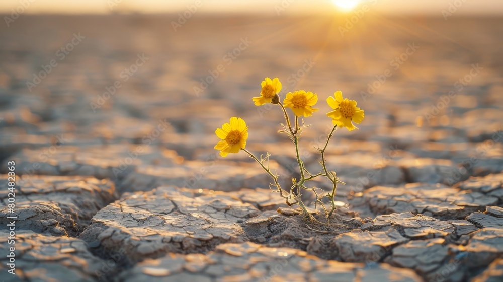 A desert plant defies the harsh dry environment with its deep roots and ...
