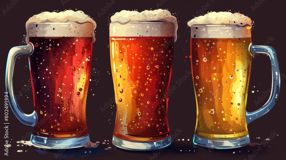 The Seamless Pattern Beer Mug Sketches Features A Foamy Beer On A White Background With Colored