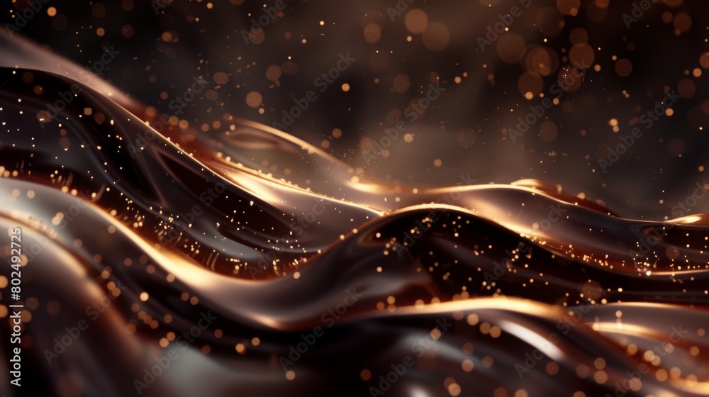 Splashing and whirl chocolate liquid for design on brown background ...