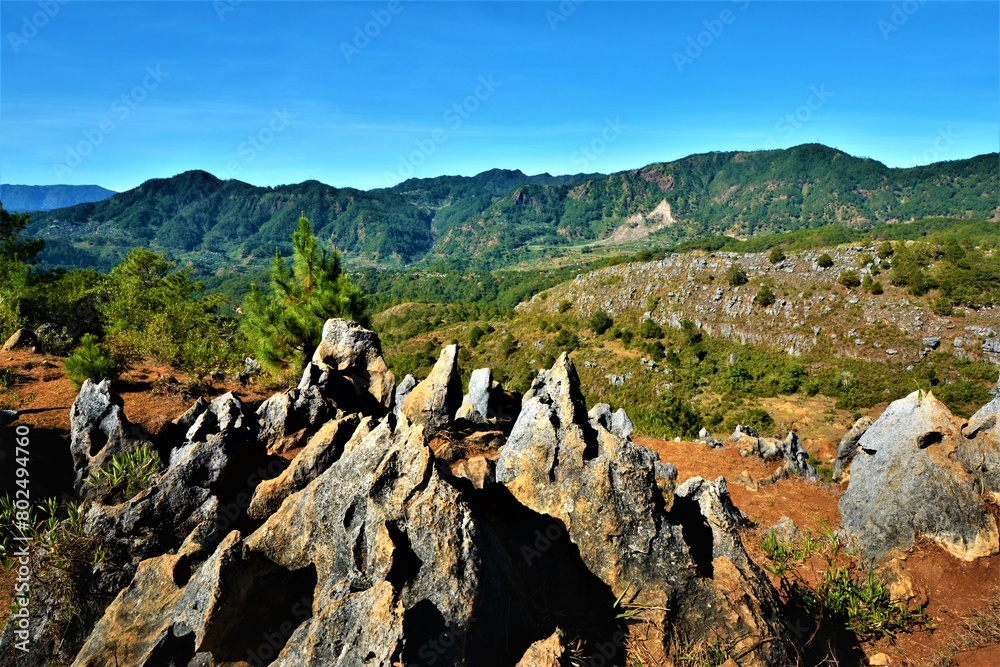 Picturesque landscape of the Cordillera Central mountain range as seen ...