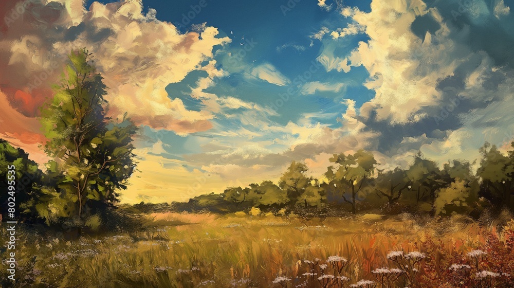 animated pastel color village scenerio digital art, painting, 3d ...