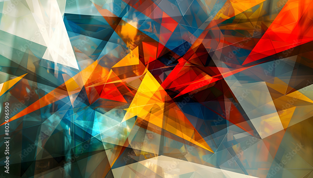 An abstract background photograph with layered polygons that create a ...