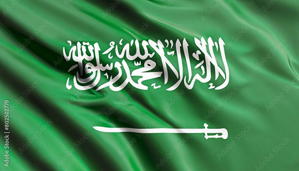 folded flag of Saudi Arabia with visible satin texture Stock Photo ...