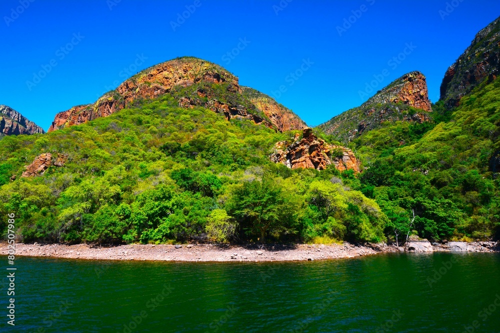 Stunning rock formation of the lower Blyde River Canyon as seen during ...