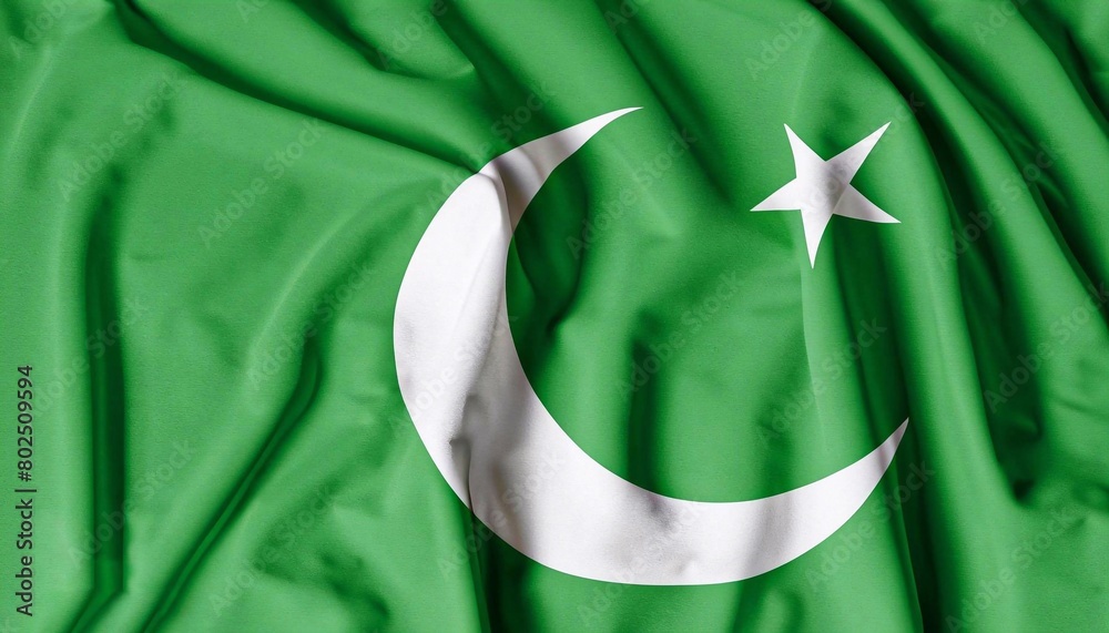 flag of pakistan with folds with visible satin texture Stock Photo ...