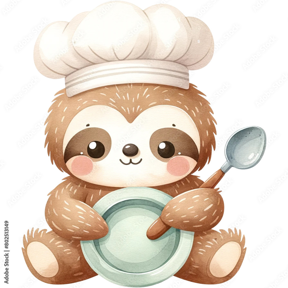 Cute Sloth Kitchenware Clipart ,Sloth PNG,Kitchen Clipart,Cute Animal ...
