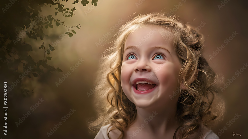 Flat world smile day Happy Cute girl smiling outdoors background ...