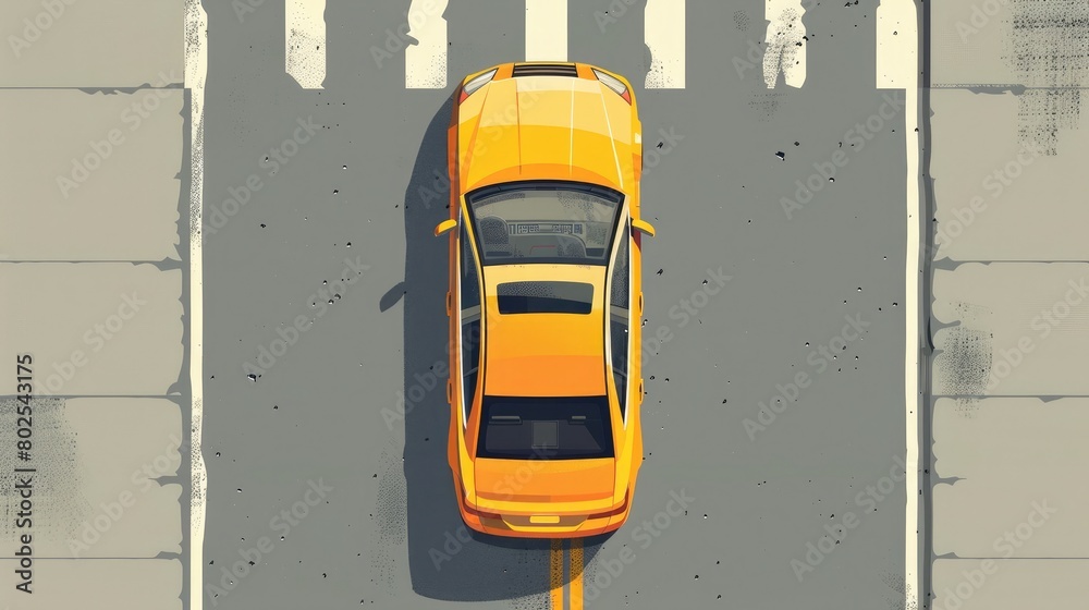 Taxi car top down view. For taxi service app, transport company ad ...