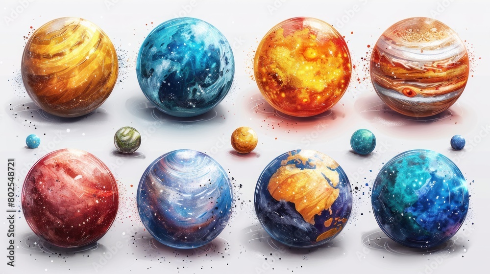 Cartoon solar system. Small planet Space galaxy astronomy. Sun Mercury ...