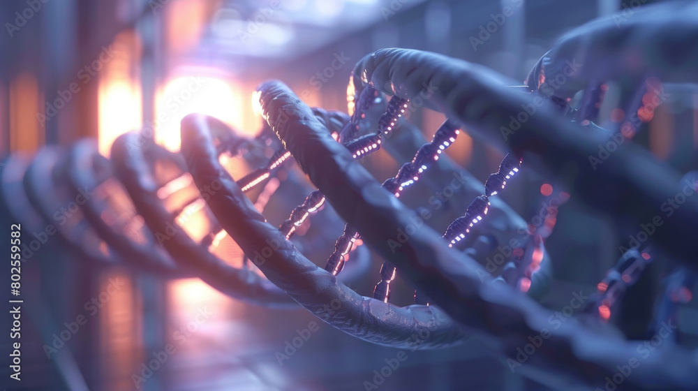 Twilight casts a warm glow on an icy chain-link fence, highlighting the ...