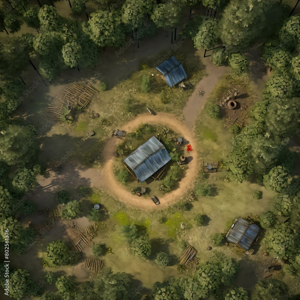 DnD Battlemap forest, bandit, camp, center, adventure, roleplay ...