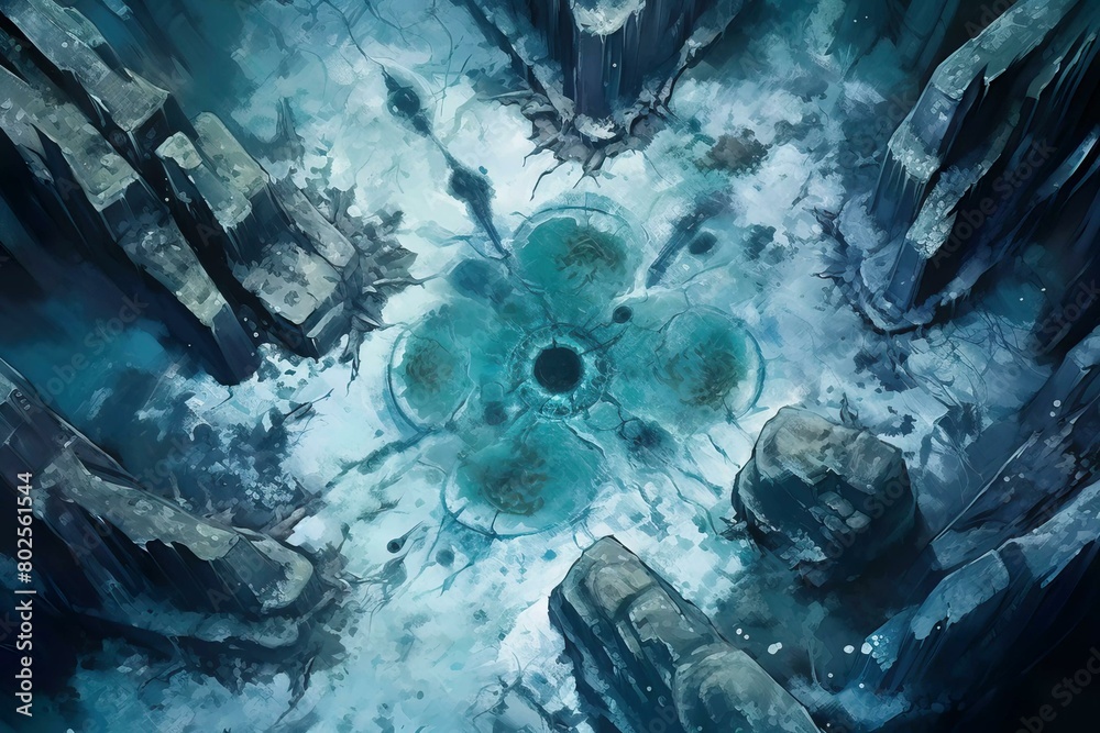 DnD Battlemap cavern, frozen, lake, icy, adventure, exploration Stock ...