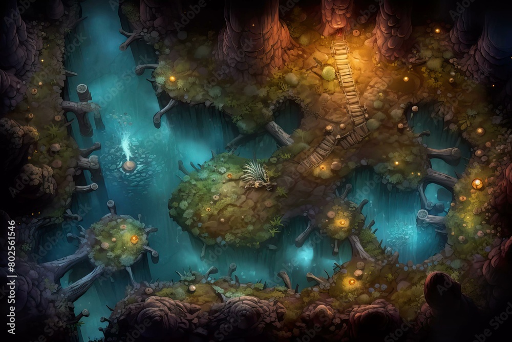 DnD Battlemap cavern, fungal, forest, damp, mysterious, environment ...