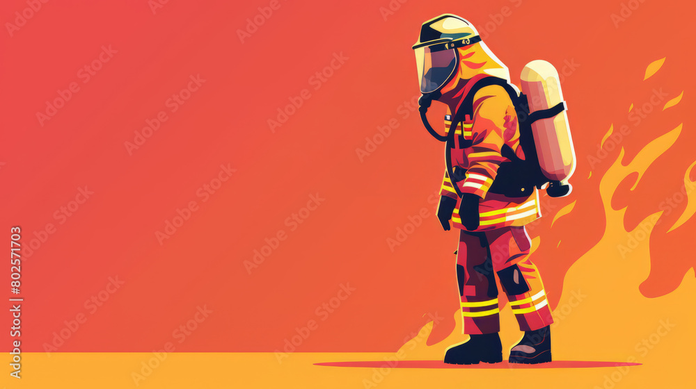 Cool looking firefighter cartoon character. Minimal vector art cartoon ...