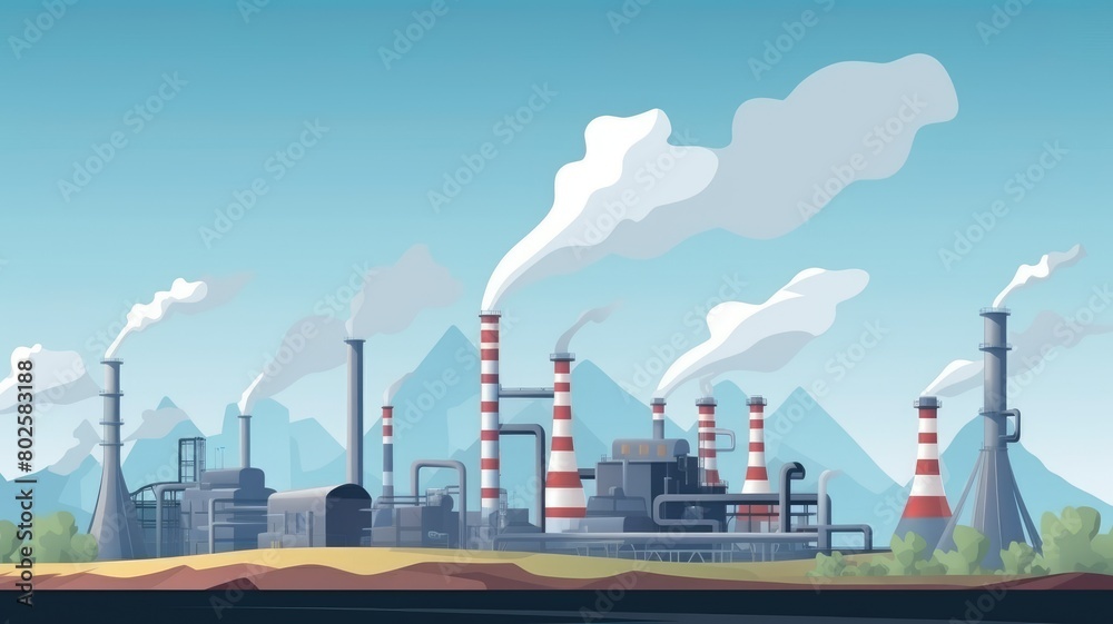 Cartoon illustration of a factory emitting pollution, highlighting ...