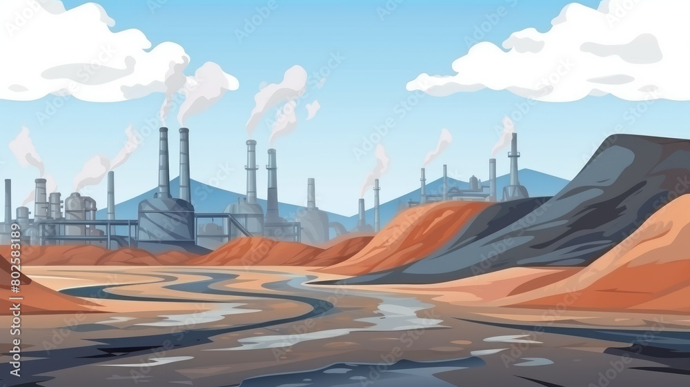 Cartoon illustration of a factory emitting pollution, highlighting ...
