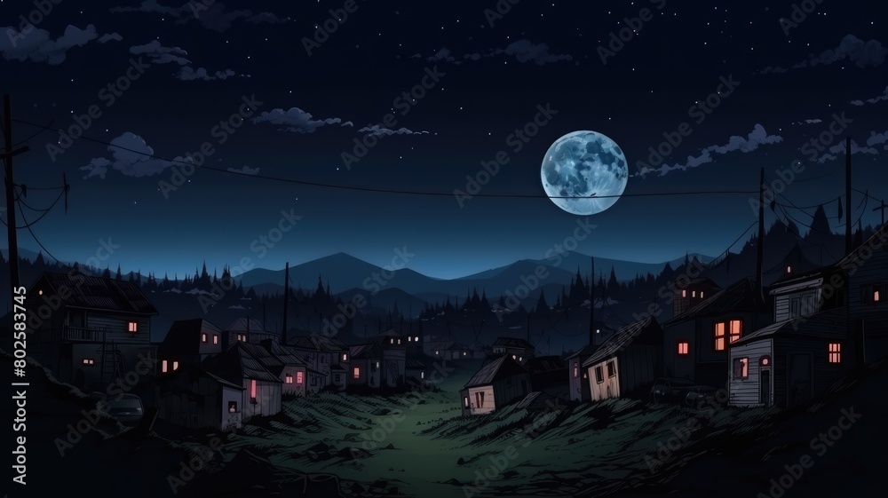 Haunting cartoon illustration of a city destroyed in war, with ...