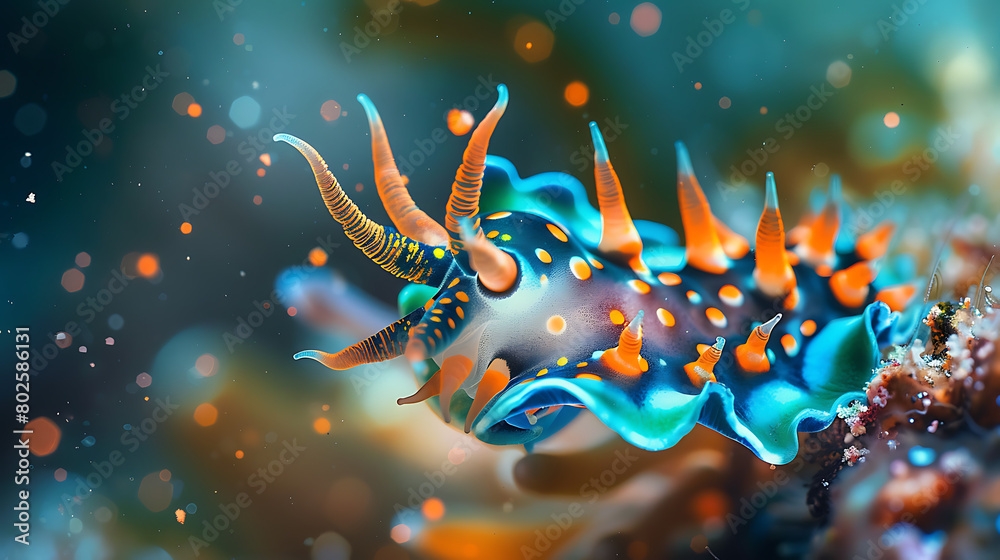 Nudibranch Sea Slug: The central focus of the image is a striking ...