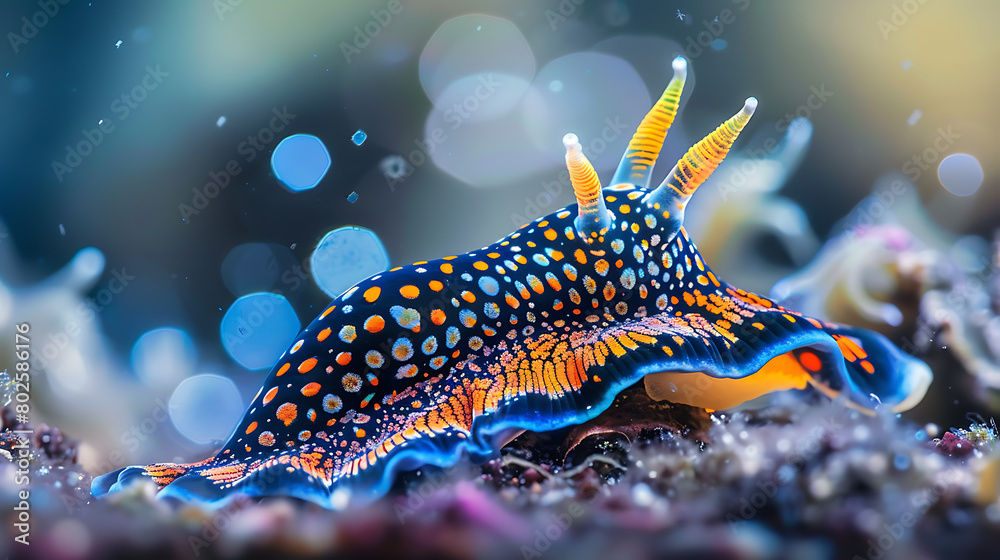 Nudibranch Sea Slug: The central focus of the image is a striking ...