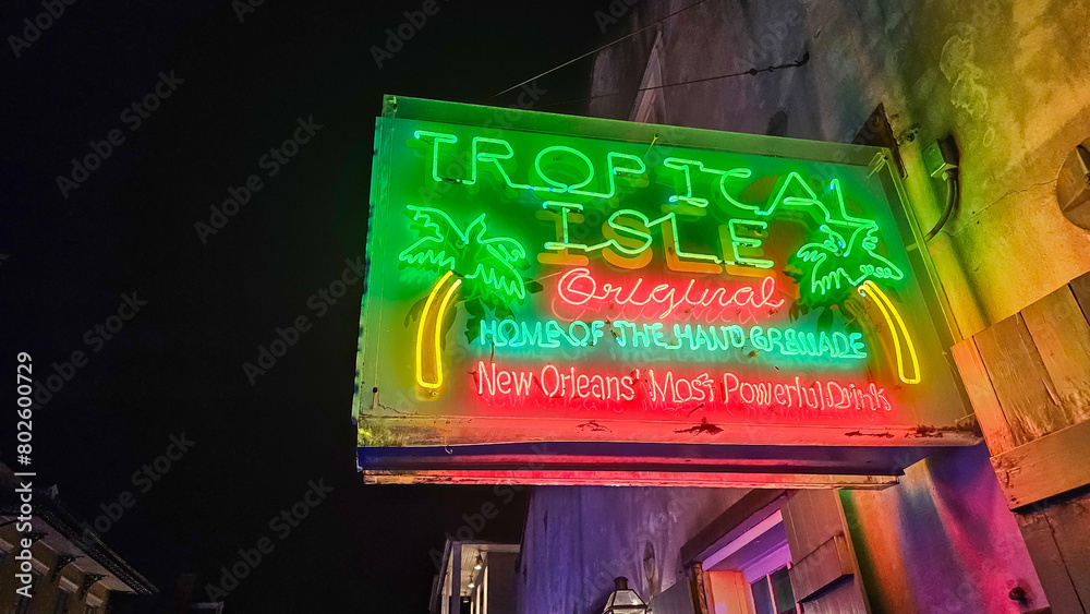 neon sign at Tropical Isle Home of the Hand Grenade along Bourbon ...