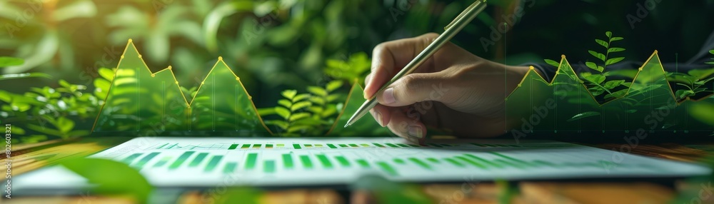 Investors analyzing data with green charts, Showcasing data driven ...