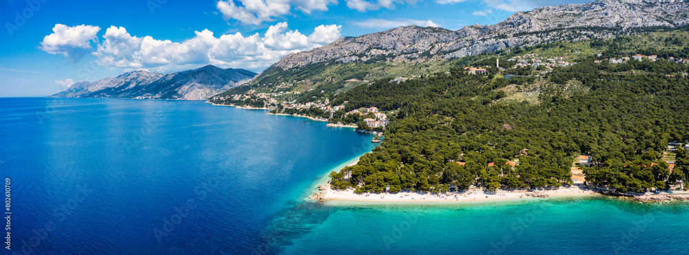 Beautiful aerial view of Punta Rata beach in Brela, Makarska Riviera ...