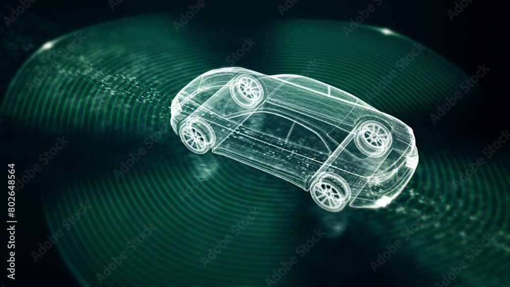 Advanced motion graphics illustrate an autonomous vehicle equipped with ...