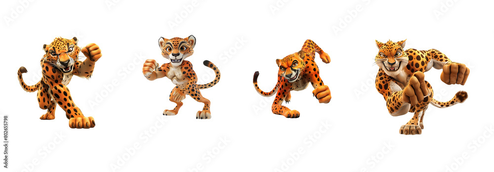 cartoon funny tiger action karate looking with punching on transparent ...