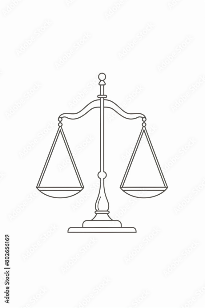 One continuous line drawing of law balance and scale of justice. Symbol ...
