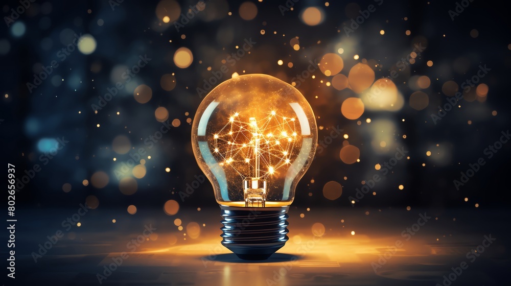 Visual metaphor of a light bulb connected to mathematical equations ...