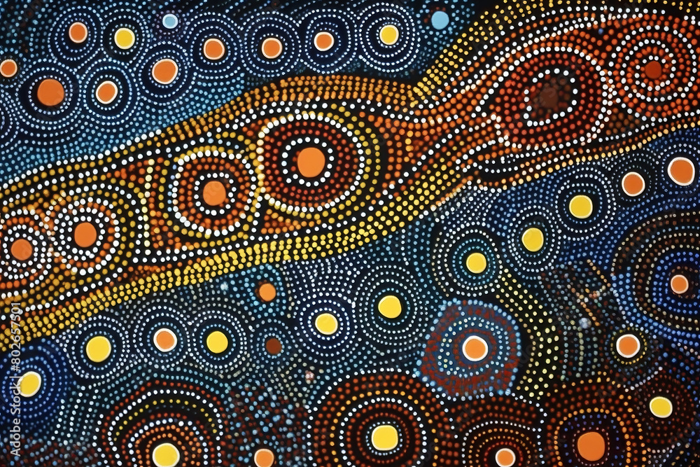 Australian Aboriginal dot painting style art dreaming background in ...