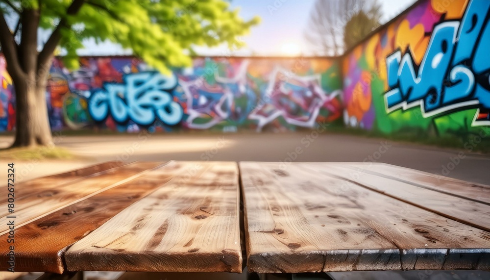 Colorful graffiti art bursts forth from a brick wall, creating a ...