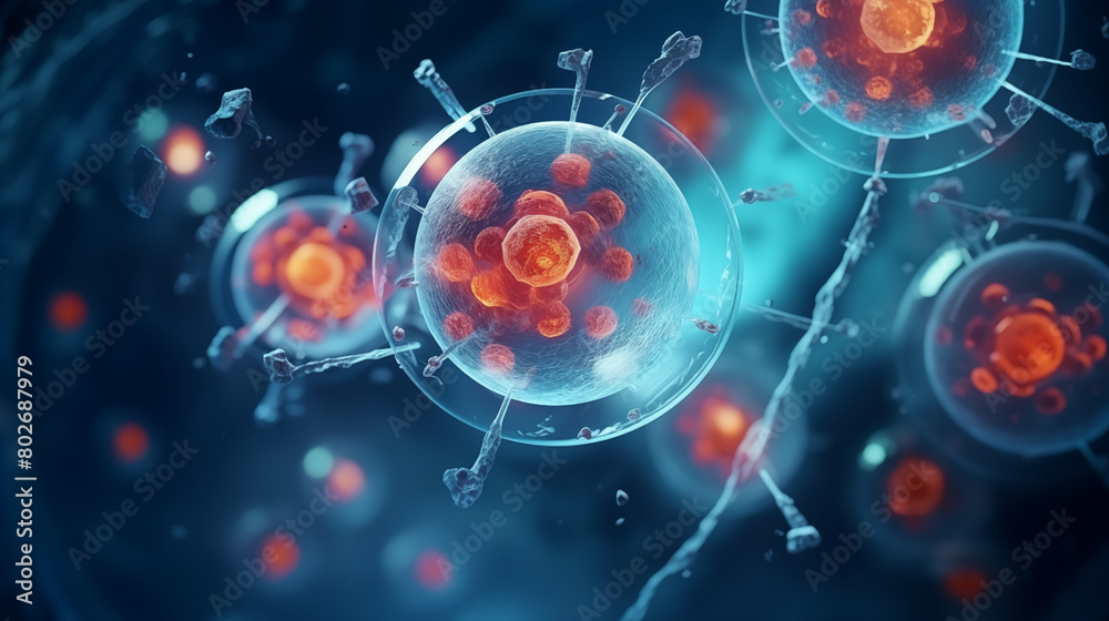 3d illustration visualized Close-up of a laboratory slide showing ...