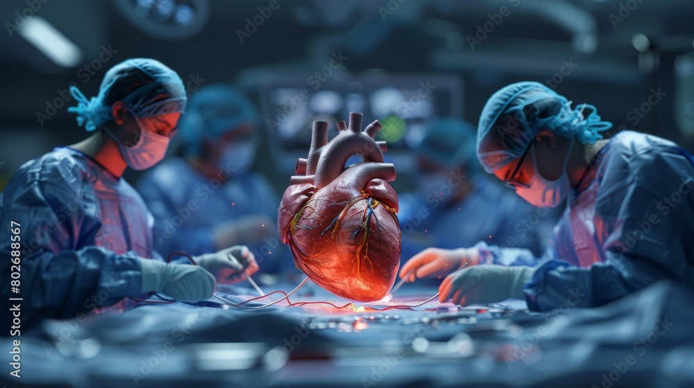 3D rendering image showcasing different types of heart surgeries and ...