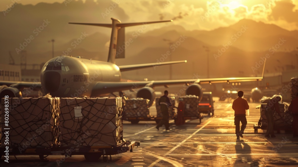 Preparing Cargo, A real-photo shot capturing the meticulous preparation ...
