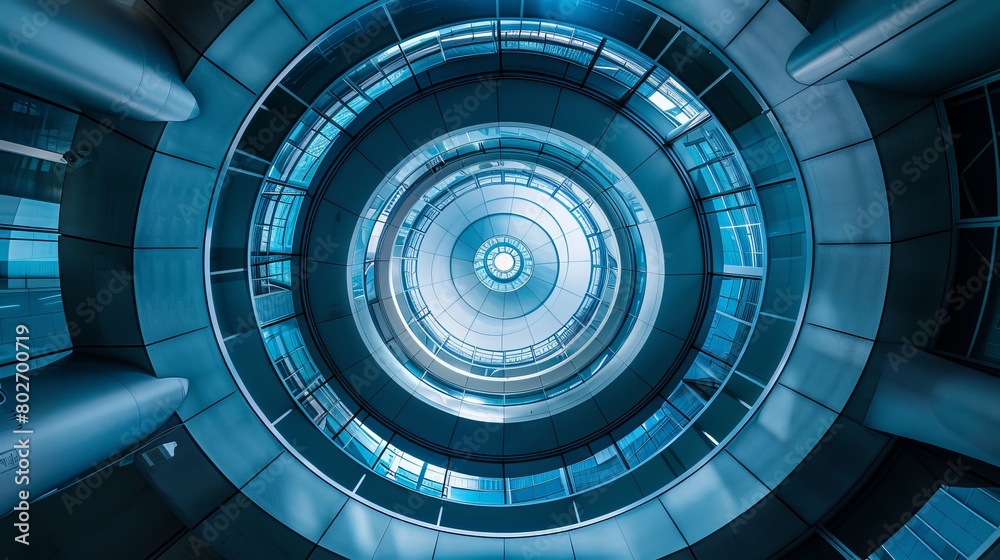 Interior photo of a circular, sphere-shaped building resembling a ...