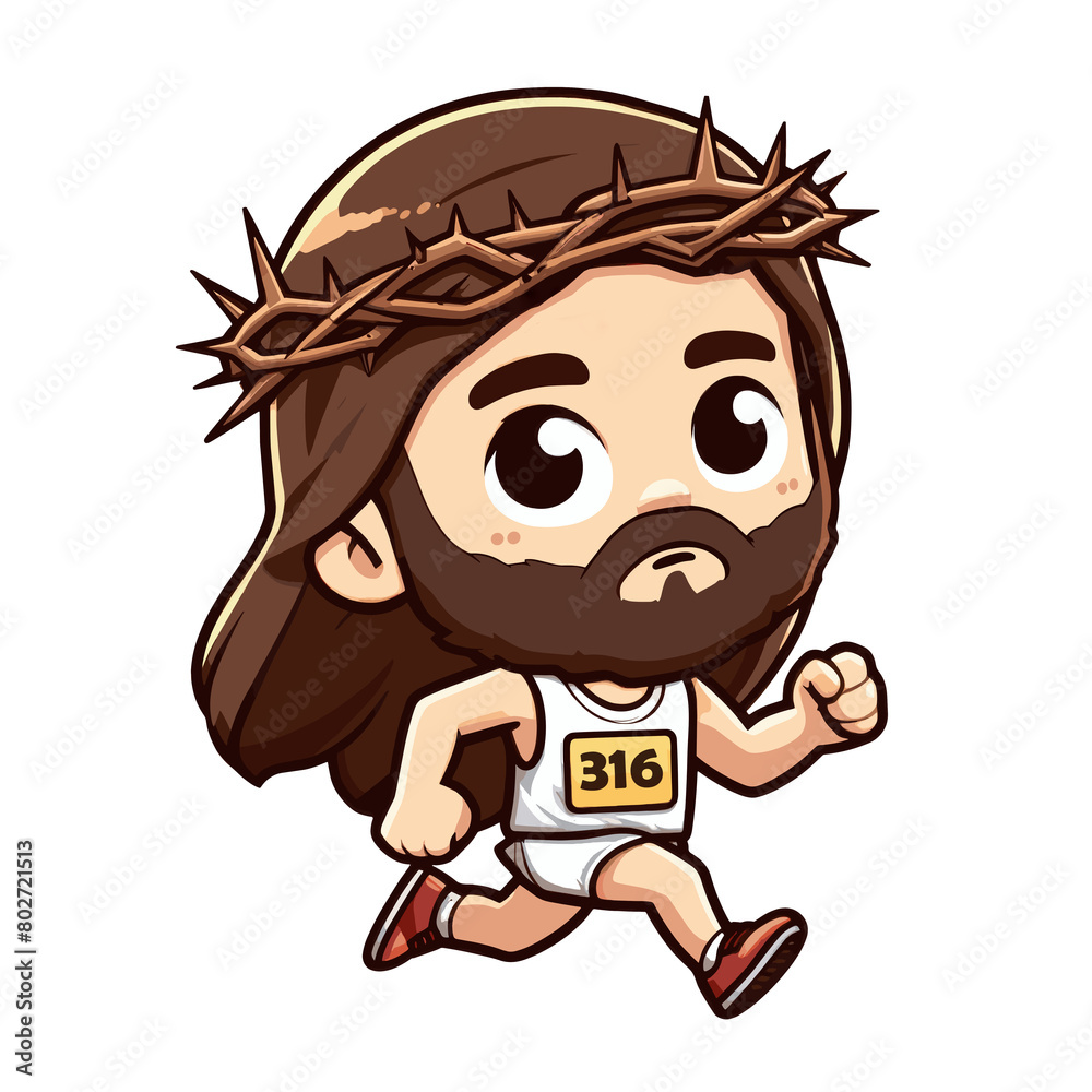 jesus running race competition Stock Illustration | Adobe Stock