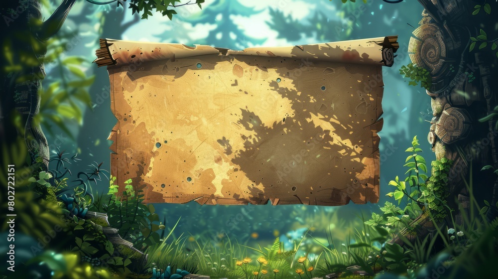 Sheet blank of yellow paper. Video game asset, 2D illustration, cartoon ...