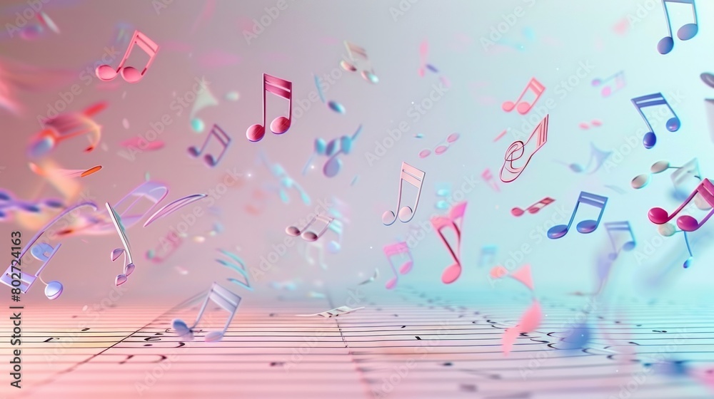 Floating musical notes in a surreal 3D rendering, ideal for creative ...