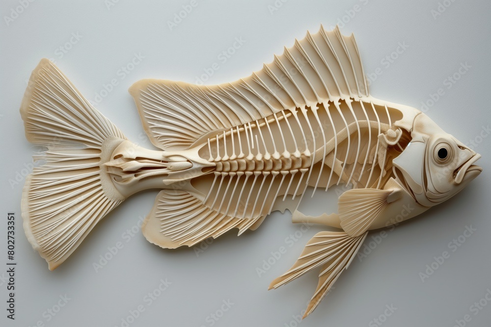 stencil of the body structure of a fish cross section Stock ...