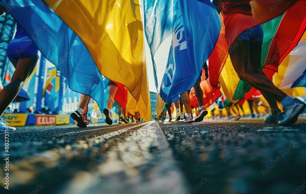 Foto de National flags of various countries in Olympic competition ...