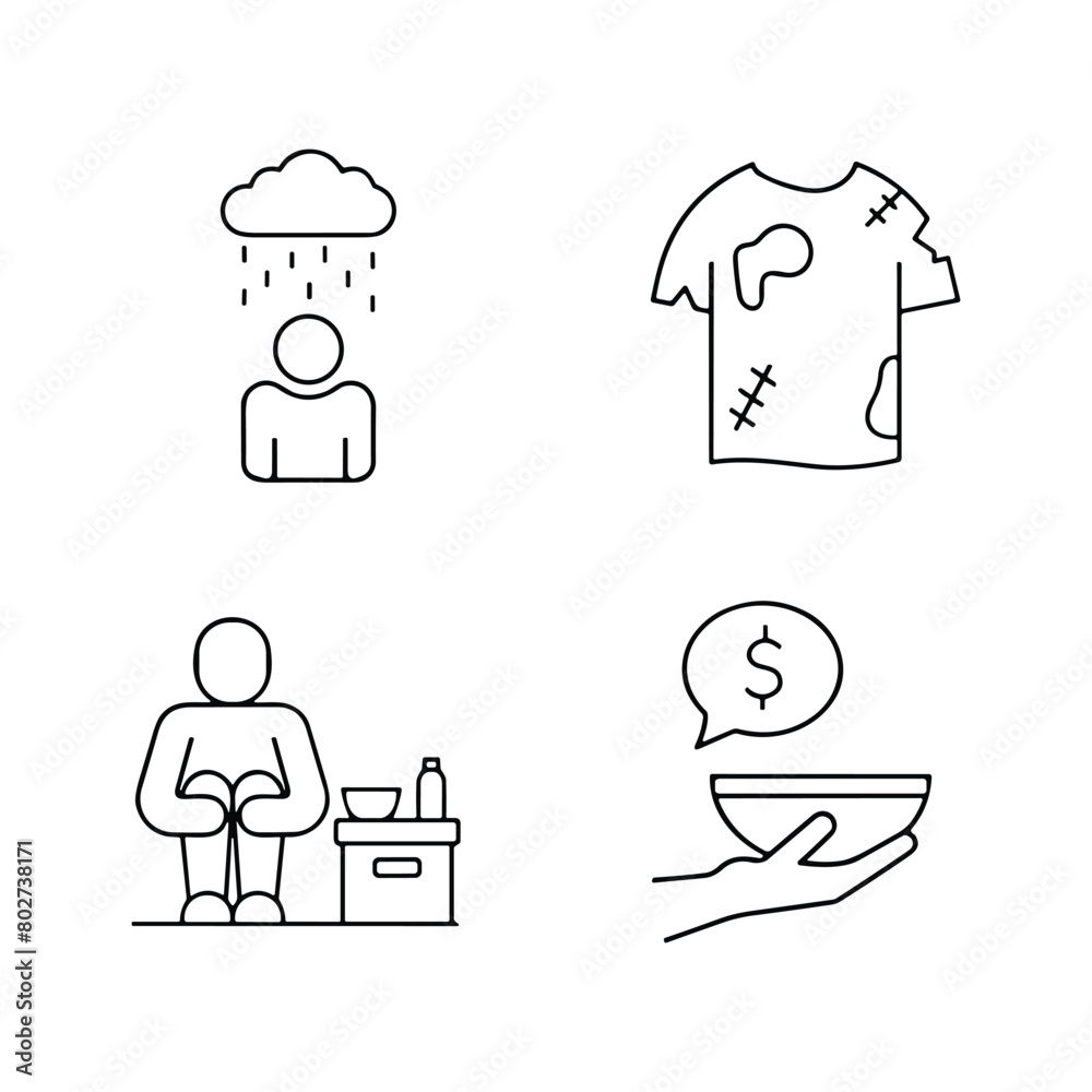 homeless outline icon set includes thin line donation, bunk bed ...
