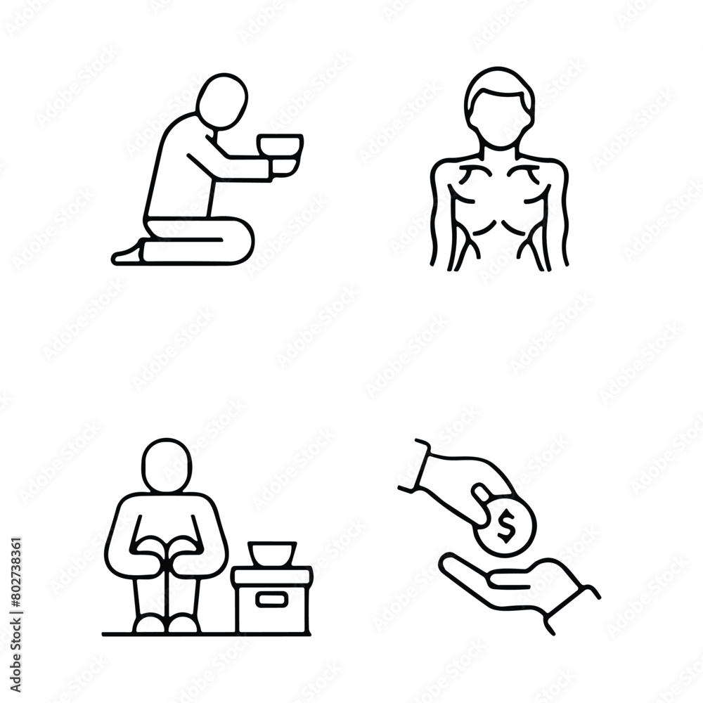 homeless outline icon set includes thin line donation, bunk bed ...