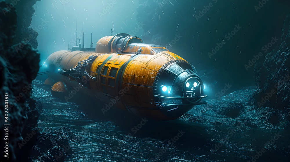 Sleek Submersible Craft Navigating the Immense Depths of the Mariana ...
