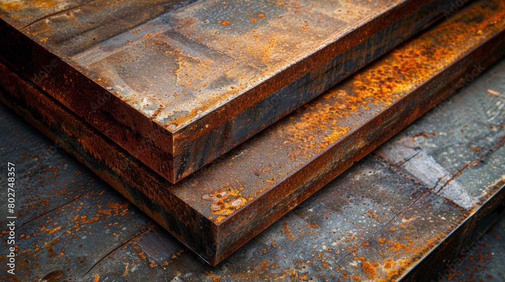 Three rusty metal plates stacked on top of each other Stock Photo ...