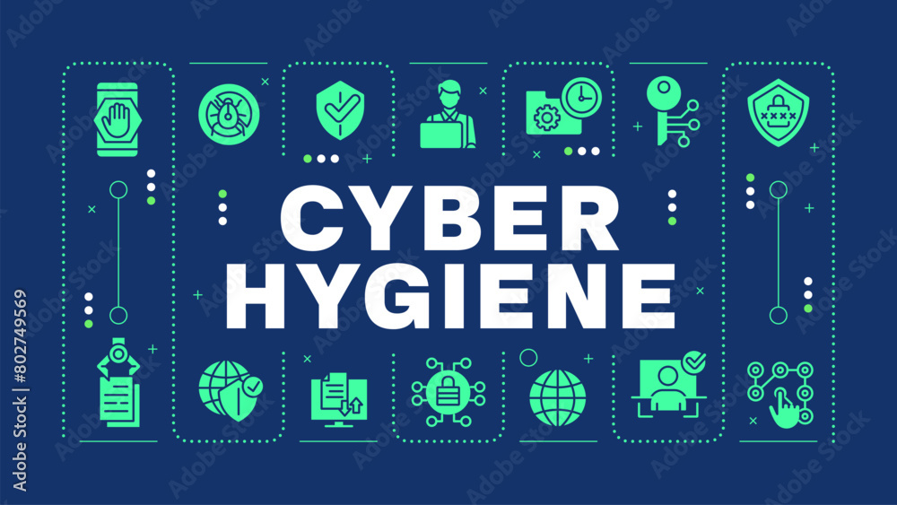 Cyber hygiene blue word concept. Internet privacy, cybersecurity. Data ...