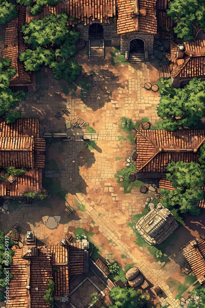 DnD Battlemap deserted, village, battle, map, detailed, village Stock ...