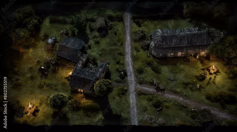 DnD Battlemap Farm of the Cursed - Abandoned farm under stormy sky ...