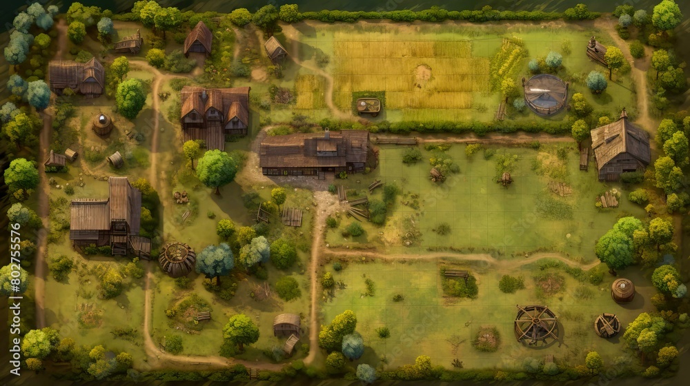 DnD Battlemap Farm of the Elemental. Mystical and serene farm landscape ...