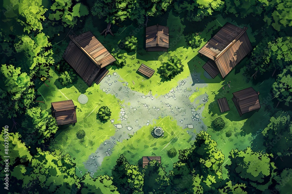 DnD Battlemap Forest Camp Battlemap - A detailed battlemap of a forest ...